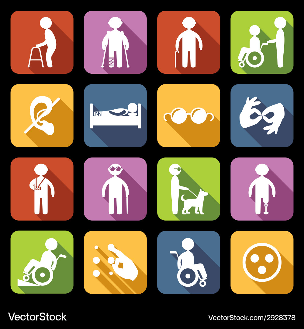 Disabled icons set flat Royalty Free Vector Image