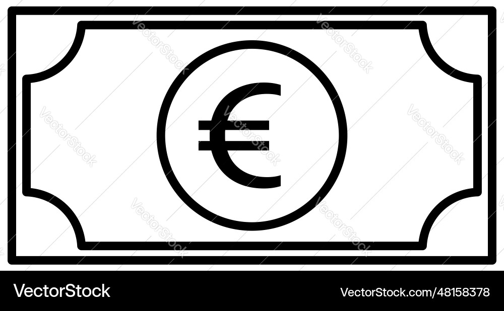 Euro bill icon symbol flat Royalty Free Vector Image