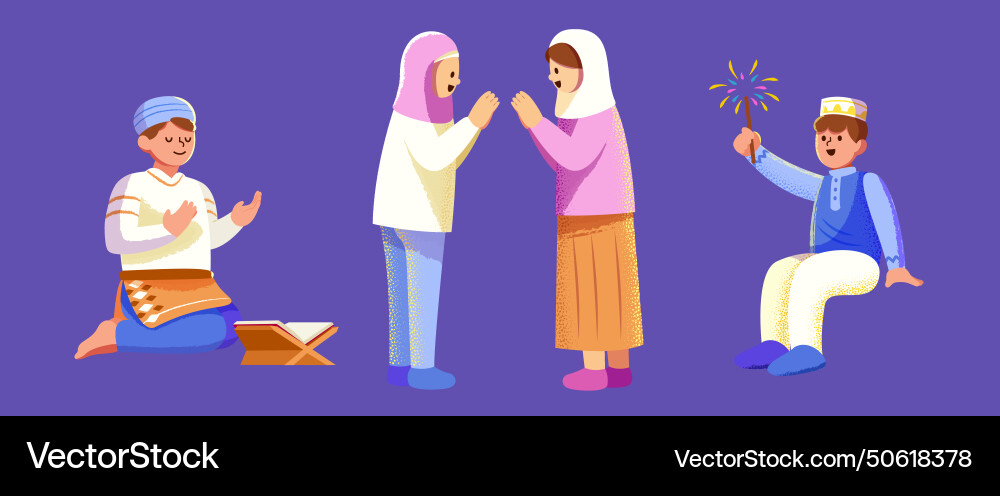 Holiday muslims element set Royalty Free Vector Image