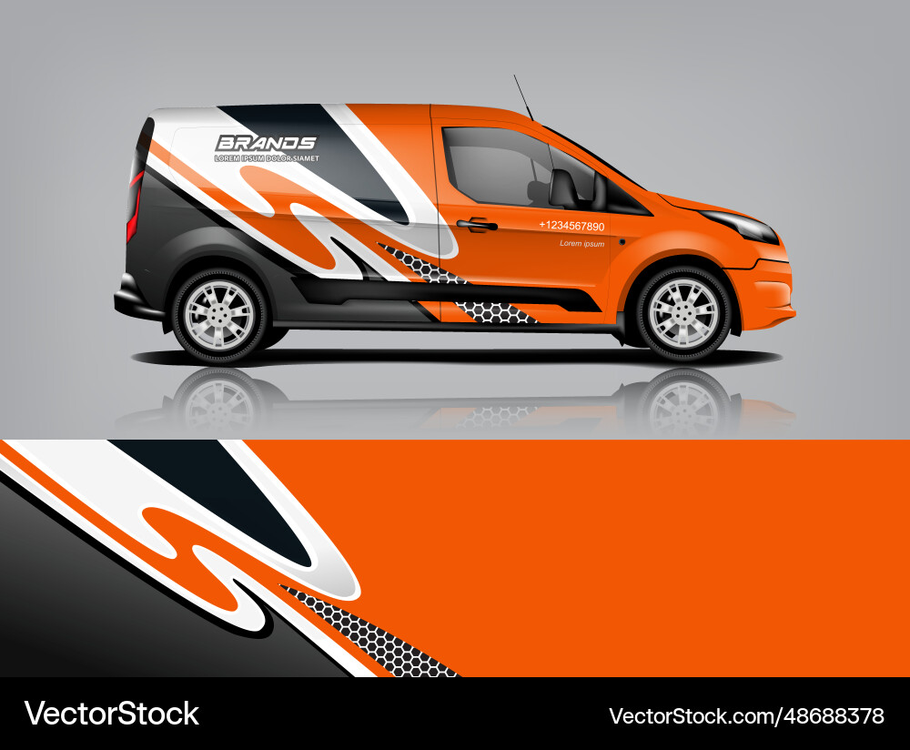 Modern Van Wrap Graphics Royalty Free Vector Image