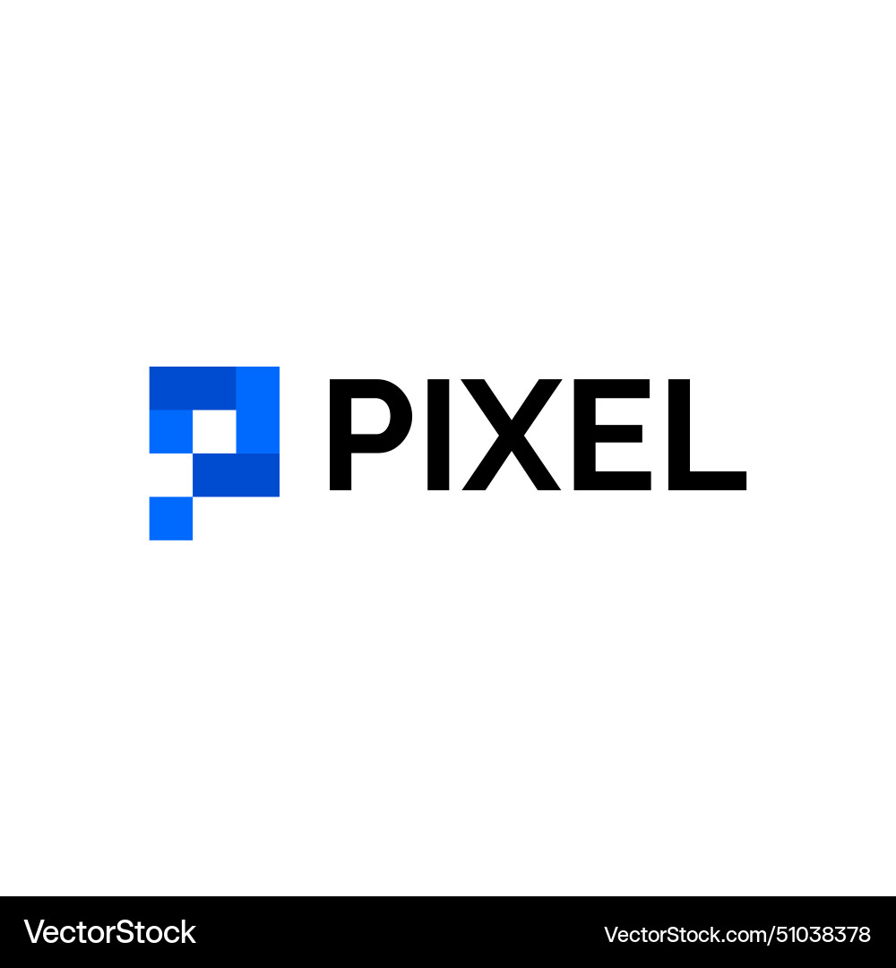 P letter technology data pixel logo Royalty Free Vector