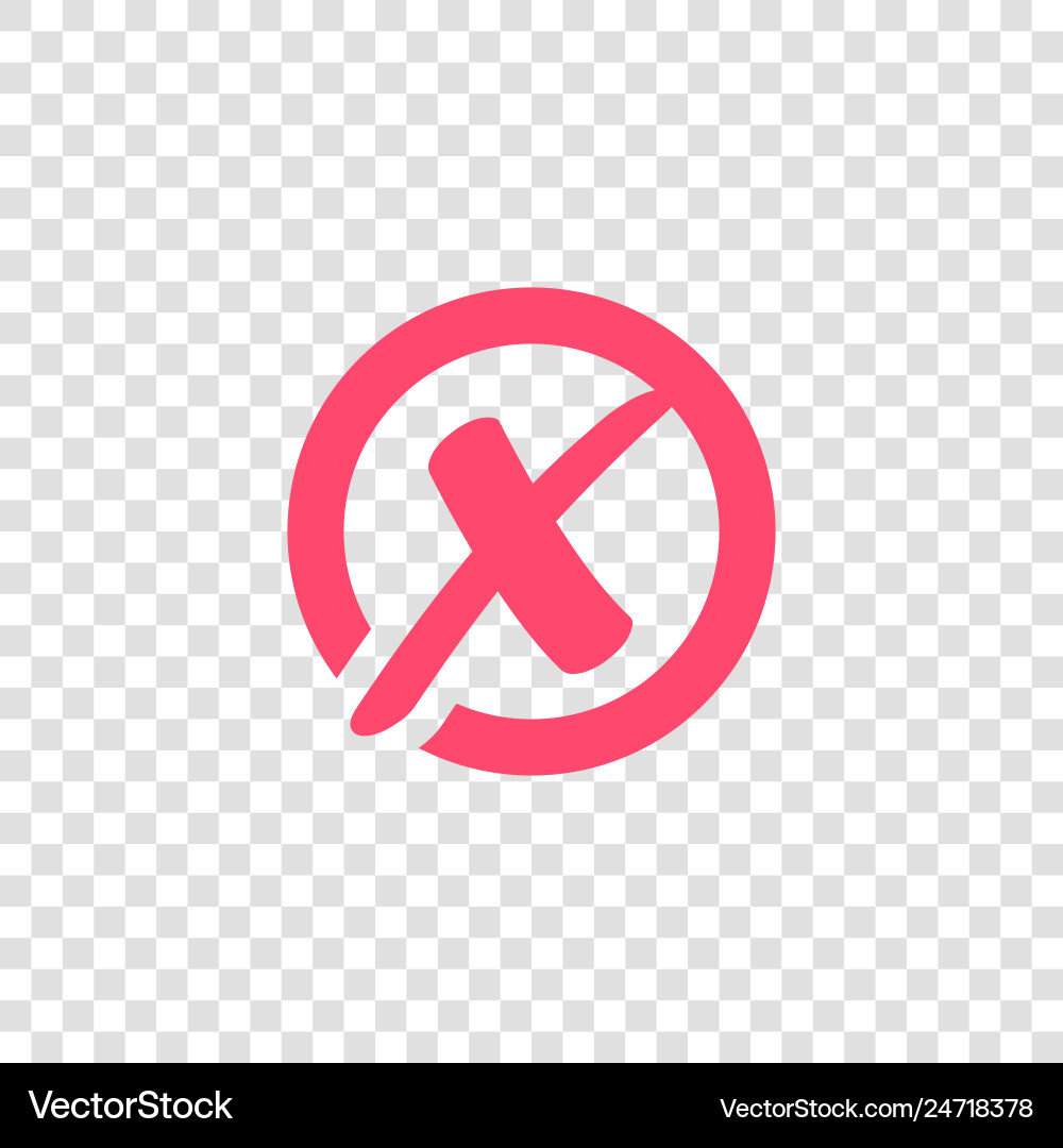 Red x cross mark in circle icon rejected sign Vector Image
