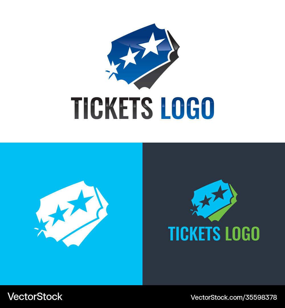 Tickets and stars logo icon Royalty Free Vector Image