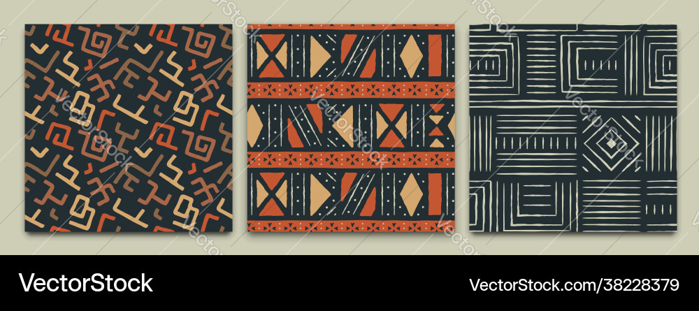 Africa tribal art ethnic seamless pattern set Vector Image