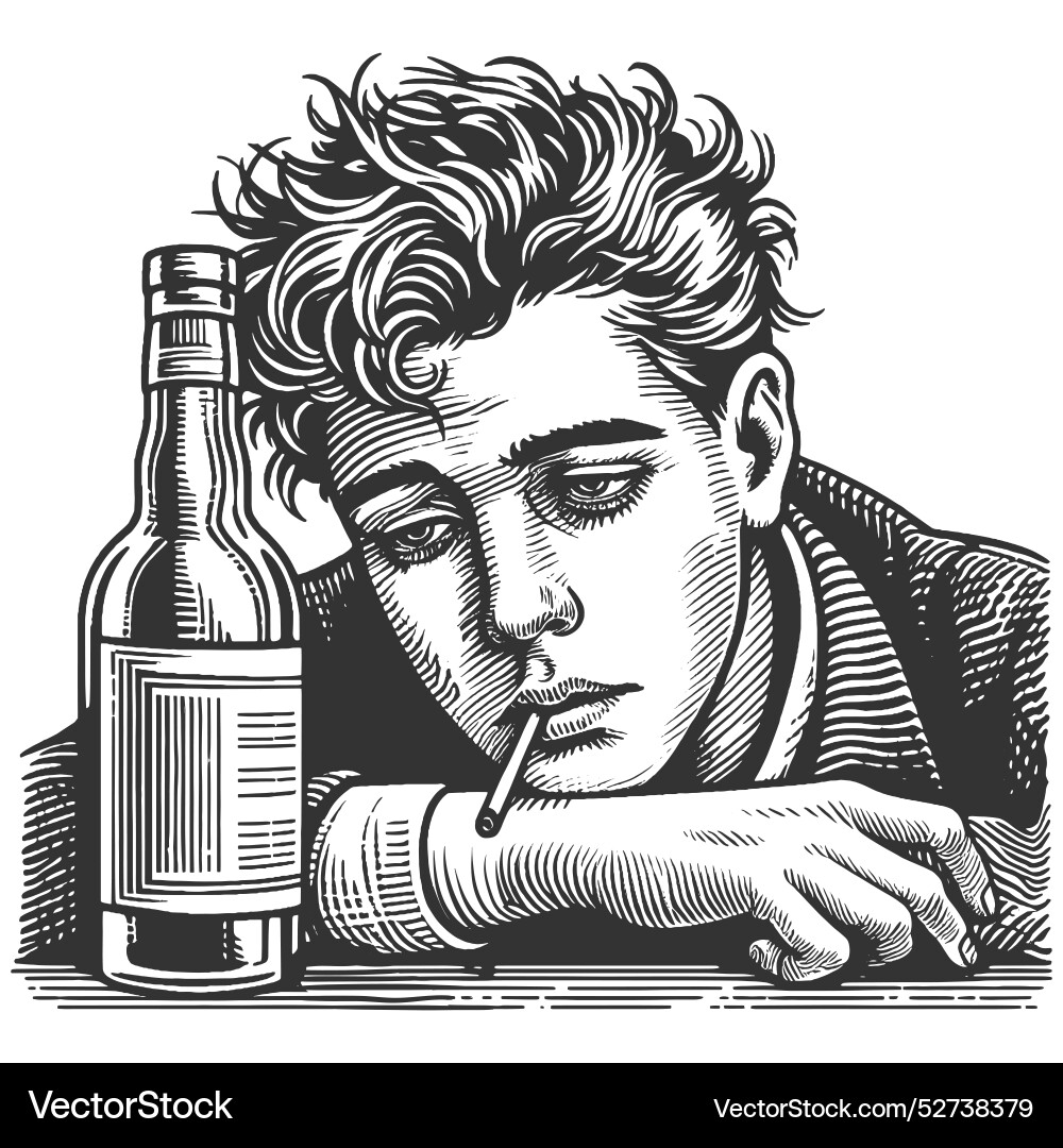 Alcoholic man holding beer mug Royalty Free Vector Image