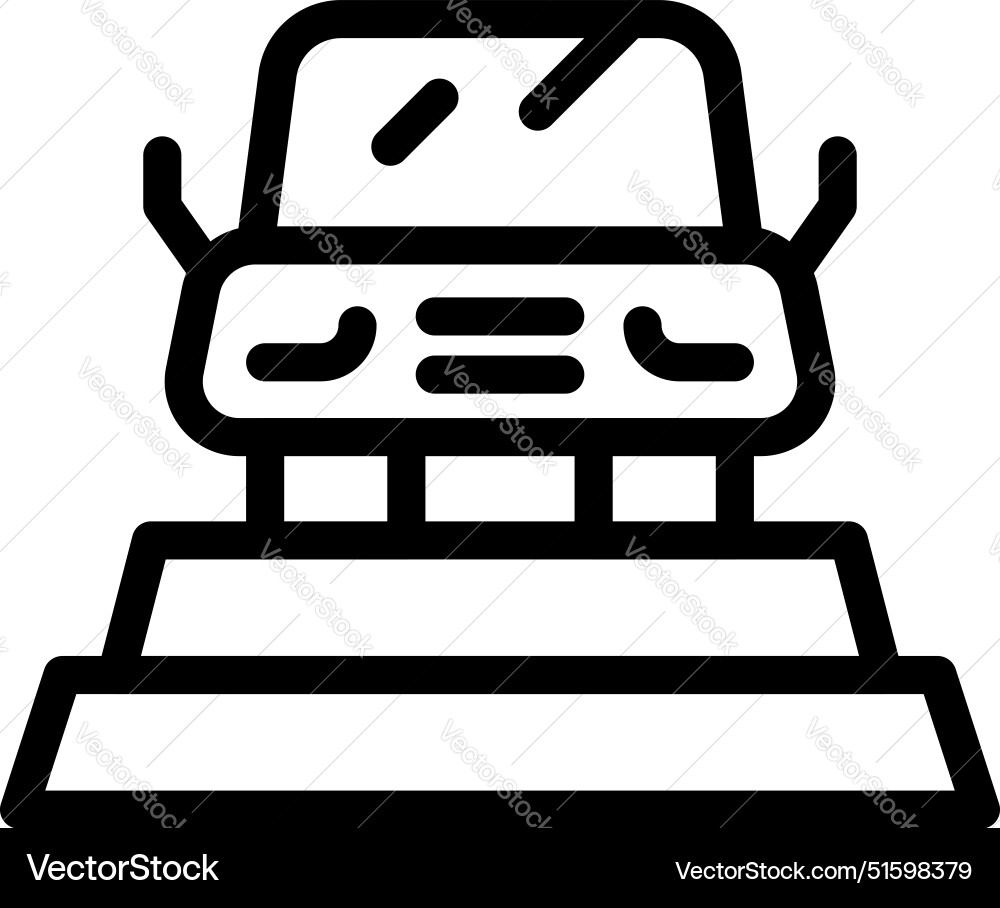 Driverless car standing on podium receiving award Vector Image