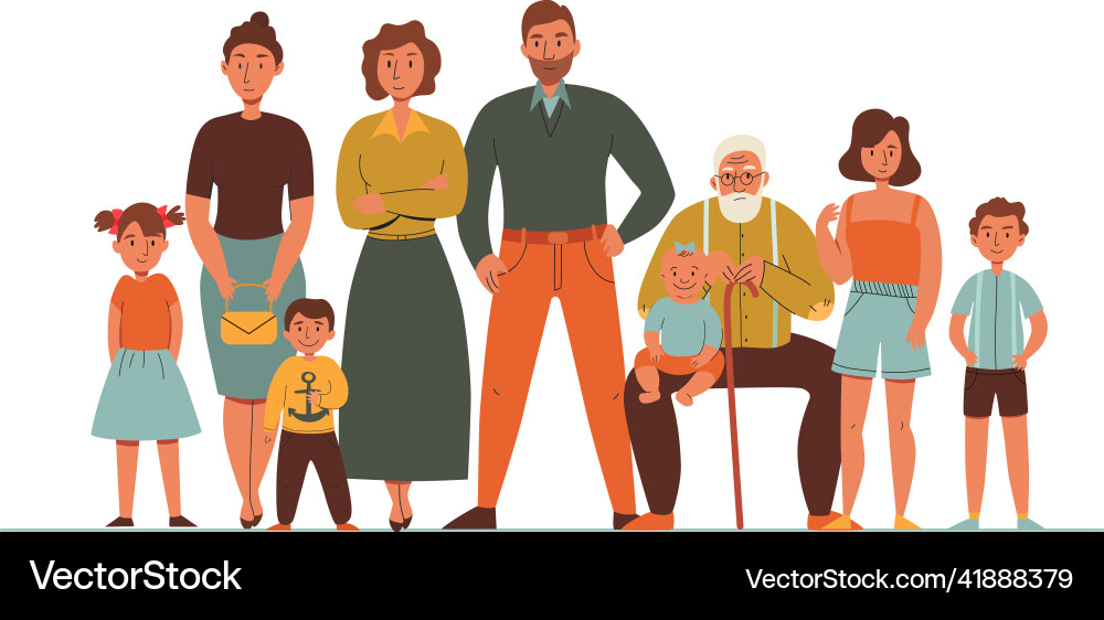 Family generations flat composition Royalty Free Vector