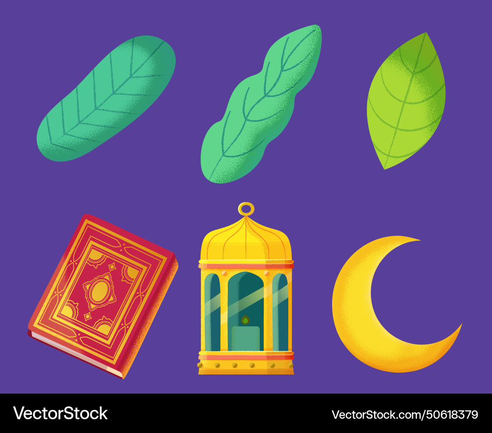 Islamic holiday element set Royalty Free Vector Image