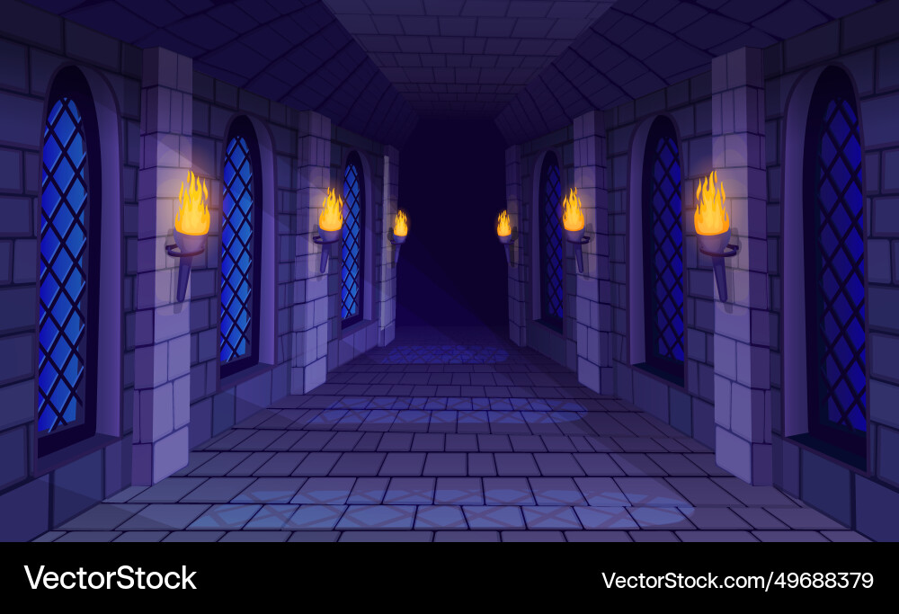 Medieval Stone Corridor Royalty Free Vector Image