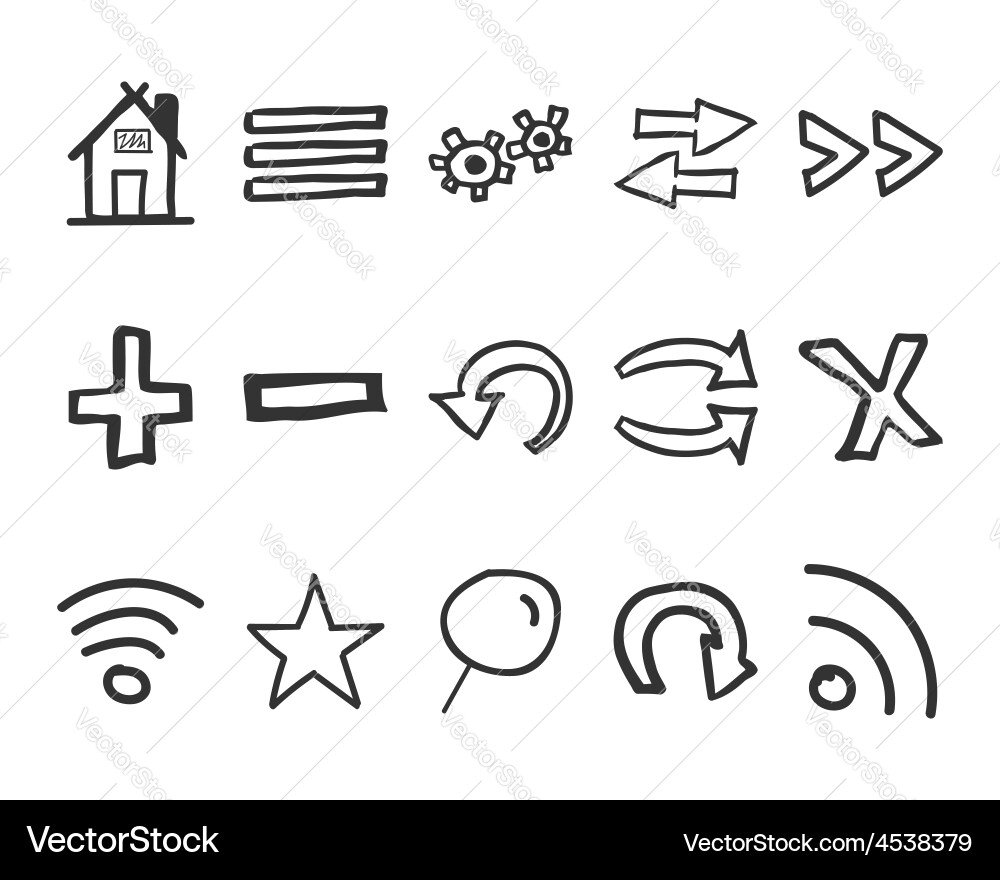 Set of hand drawn web icons and logo internet Vector Image