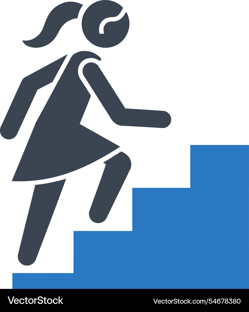 Girl climbing stairs icon Royalty Free Vector Image