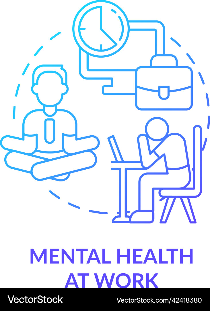 Mental health at work blue gradient concept icon Vector Image