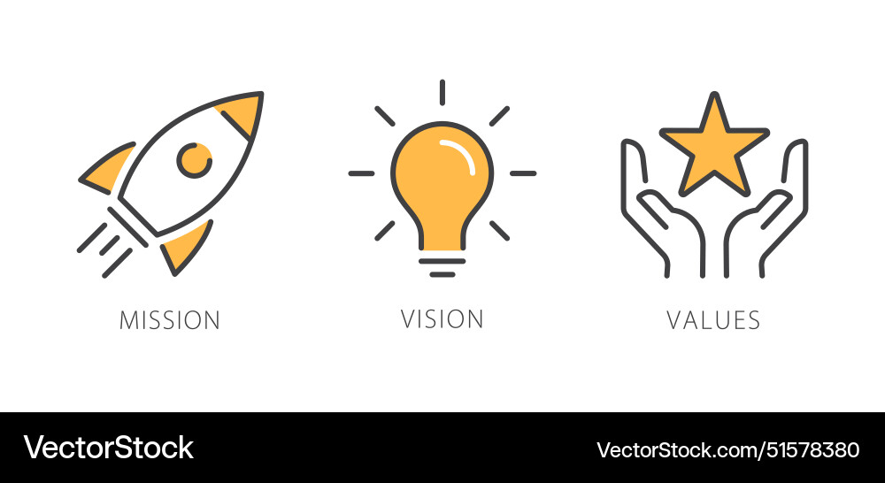 Mission vision and values banner flat icons Vector Image