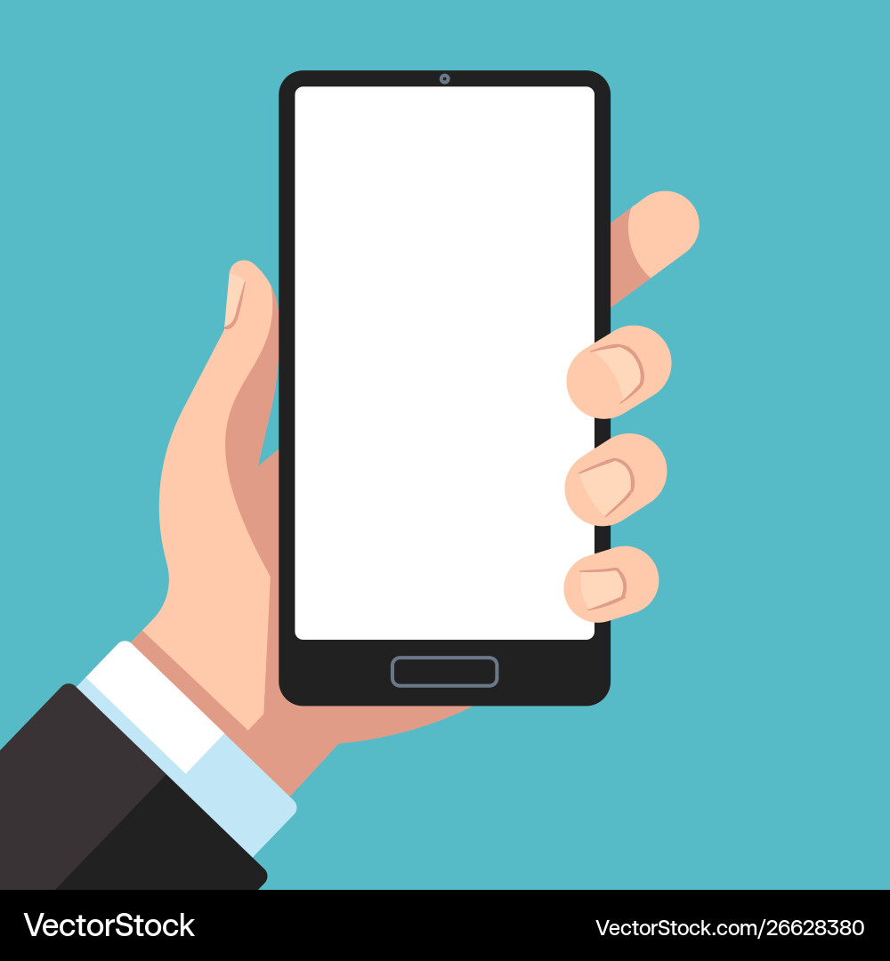 Smartphone in hand businessman holding Royalty Free Vector