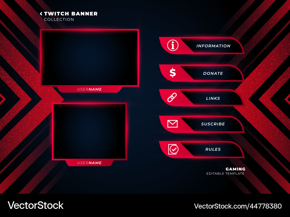 Twitch banner collection live stream template Vector Image