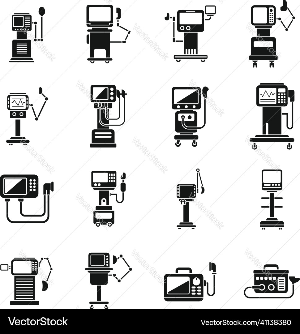 Ventilator medical machine icons set simple Vector Image