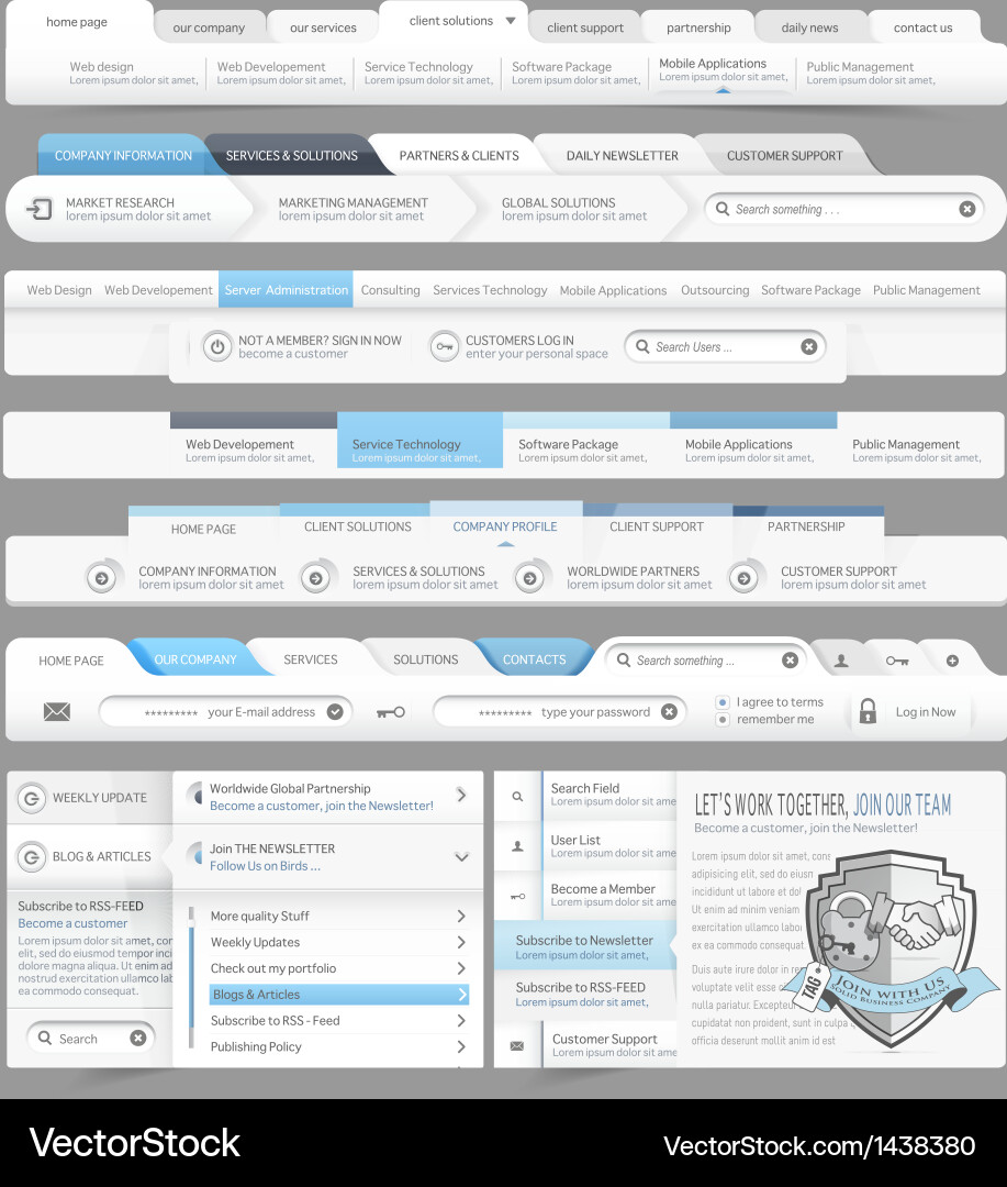Website design menu navigation Royalty Free Vector Image