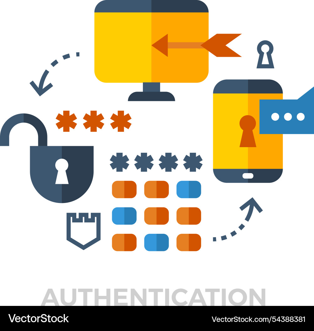 Authentication color icon security access for Vector Image Authentication color icon security access for Vector Image