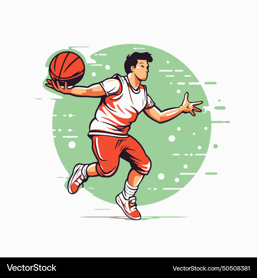 Basketball player with ball Royalty Free Vector Image