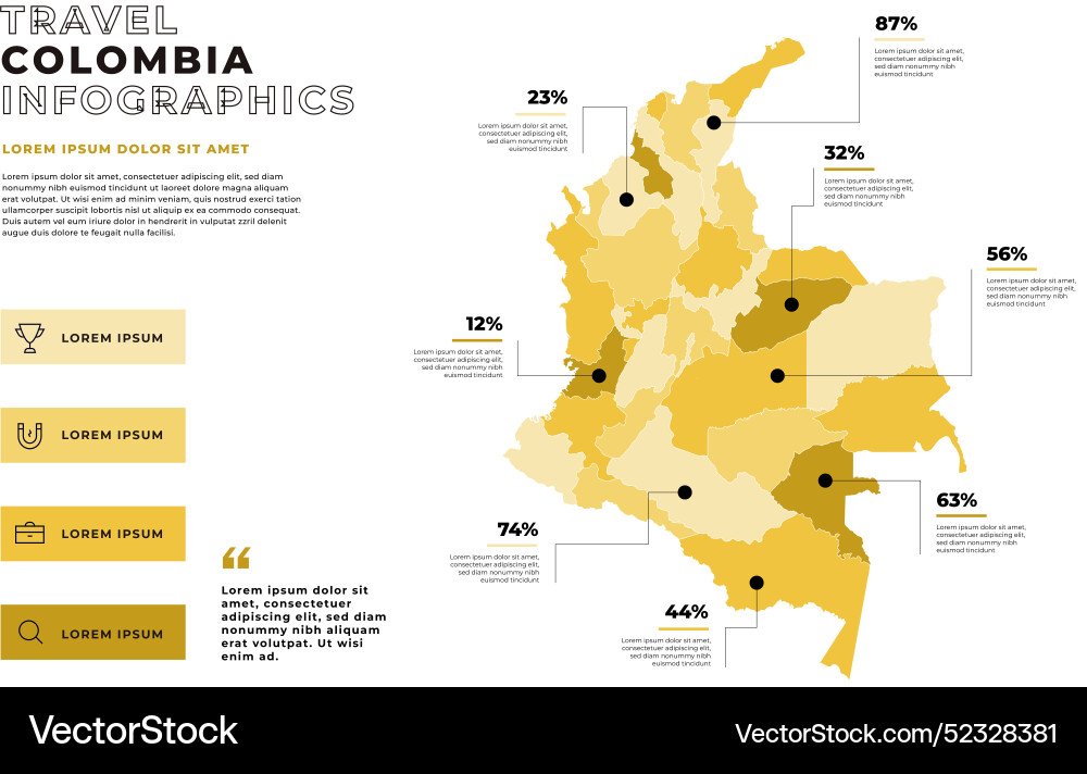 Colombia map infographic in flat design Royalty Free Vector