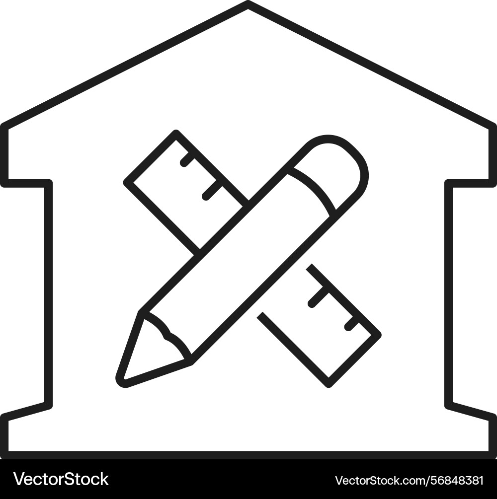 Construction planning icon featuring drawing tools