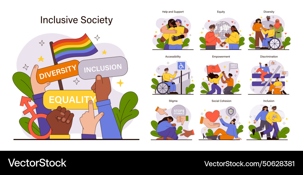 Inclusive society set harmonious diversity Vector Image