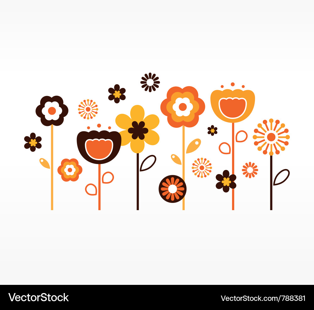 Retro spring flowers Royalty Free Vector Image