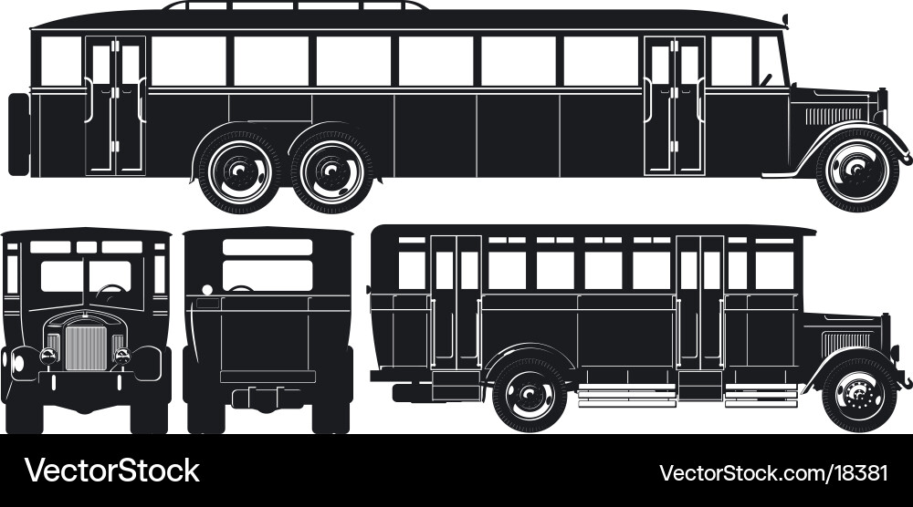Vintage bus set Royalty Free Vector Image - VectorStock