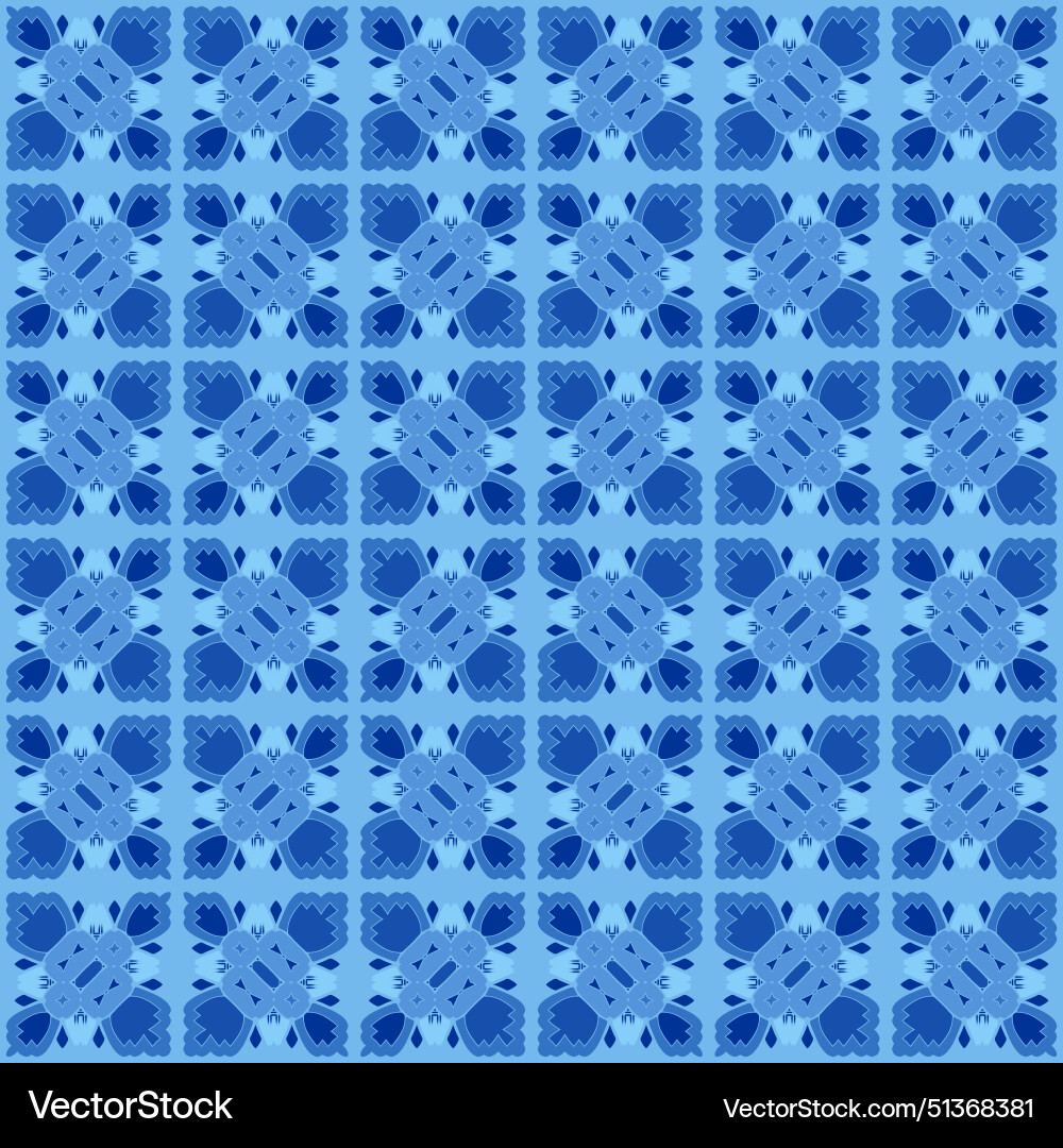 Watercolor blue damask hand drawn Royalty Free Vector Image