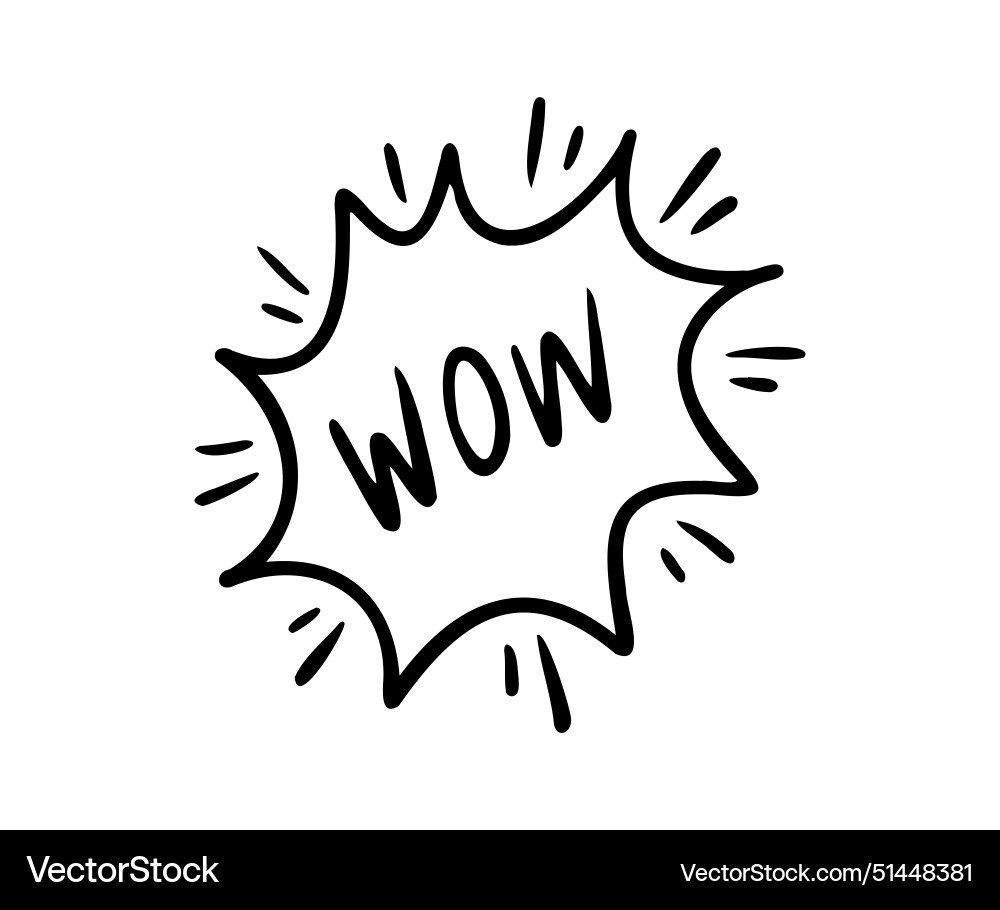 Wow hand drawn cloud speech bubble element Vector Image