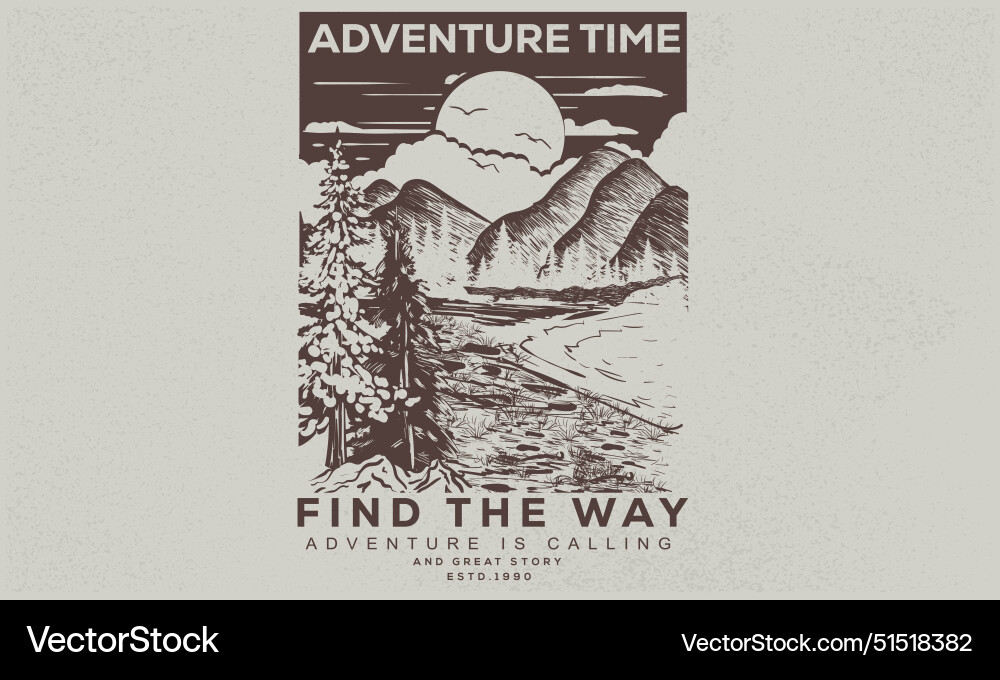 Adventure time print design find the way Vector Image