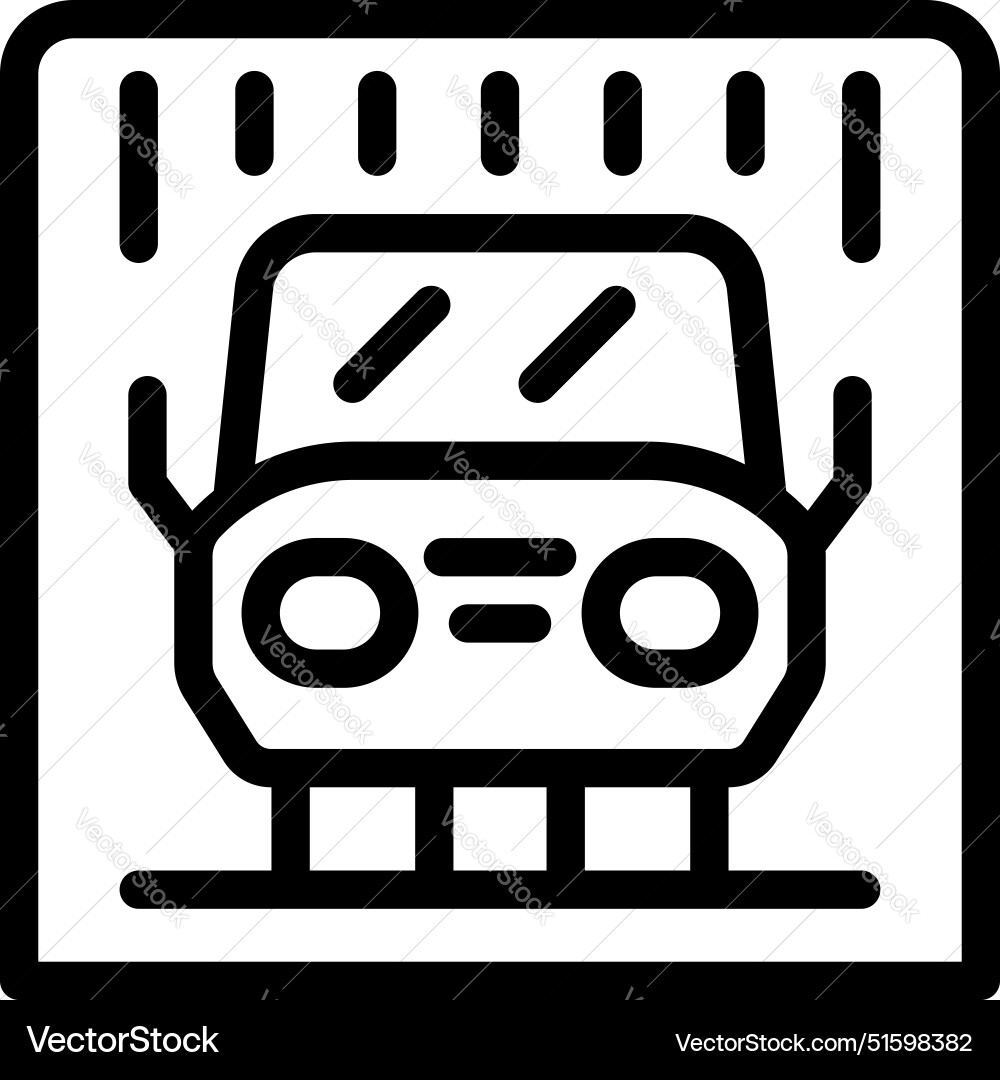 Car wash sign with being washed using water Vector Image