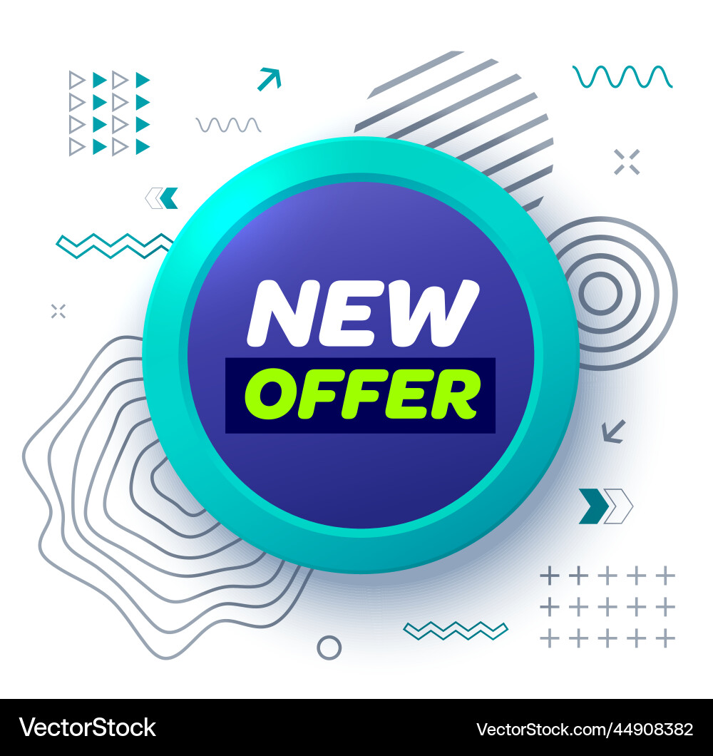 New offer banner with design shapes Royalty Free Vector