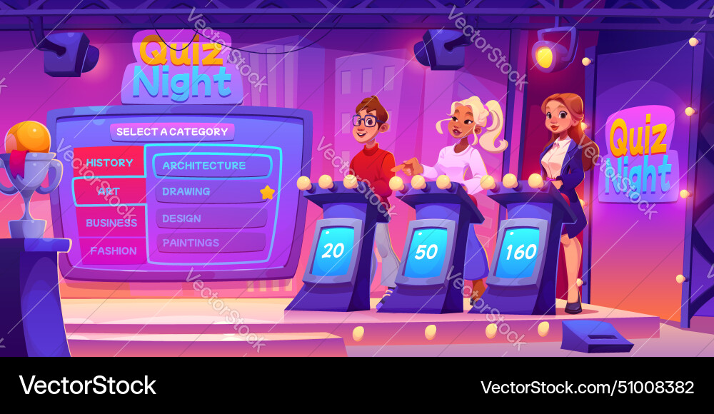 Tv quiz contest game show in studio with stage Vector Image