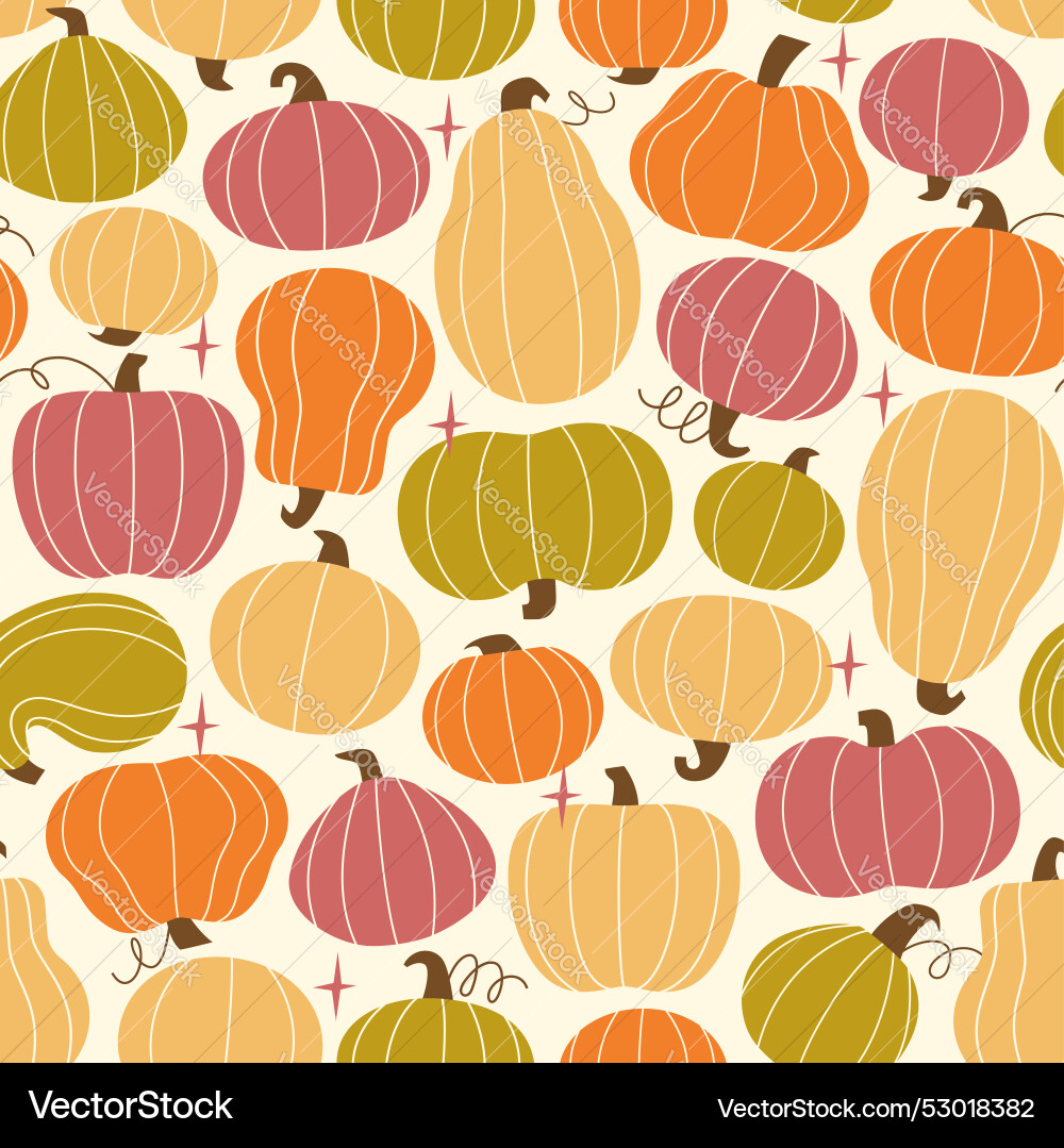 Warm Autumn Pumpkin Pattern Royalty Free Vector Image