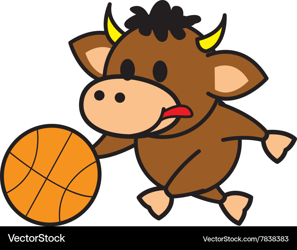 Bull playing basketball Royalty Free Vector Image