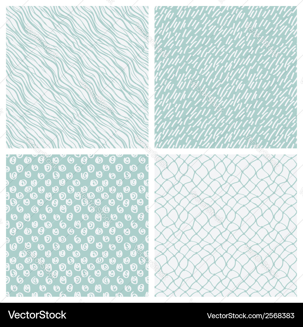 Simple hand-drawn seamless patterns set Royalty Free Vector