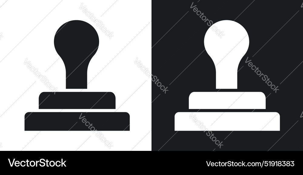 Stamp icon set in solid black and white color Vector Image