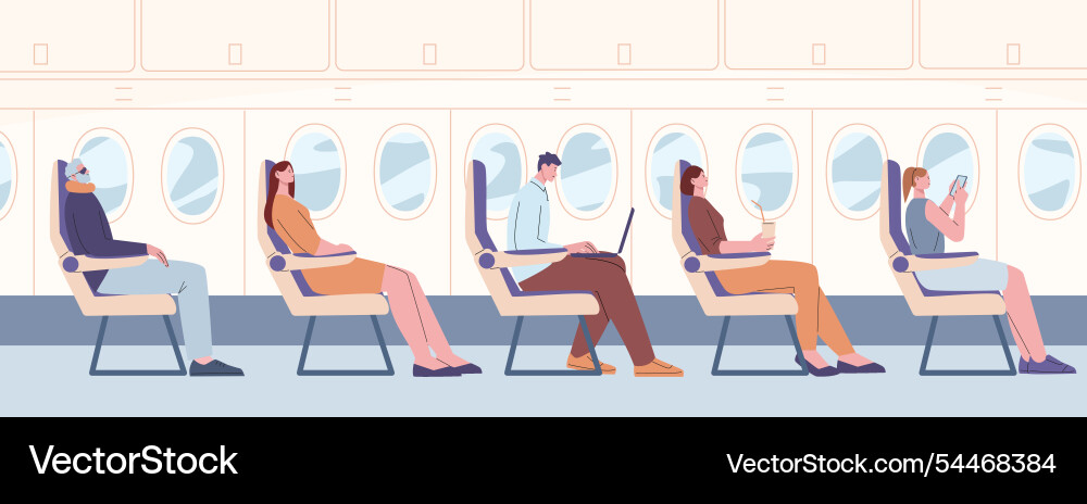 Airline passengers flying on board traveler Vector Image