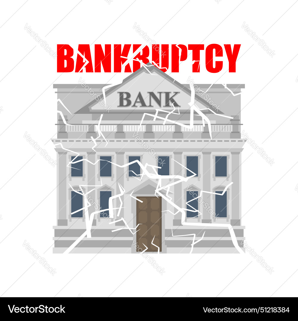 Bank bankruptcy sign collapse icon Royalty Free Vector Image