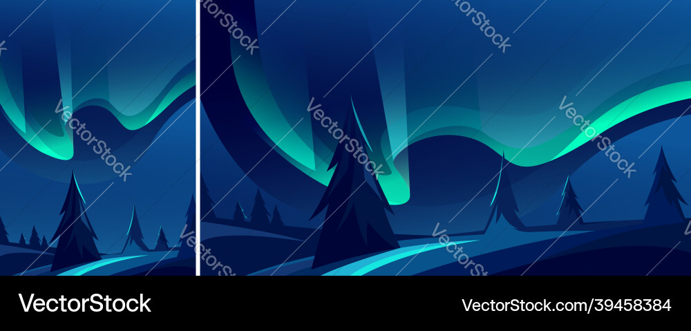 Beautiful northern lights Royalty Free Vector Image
