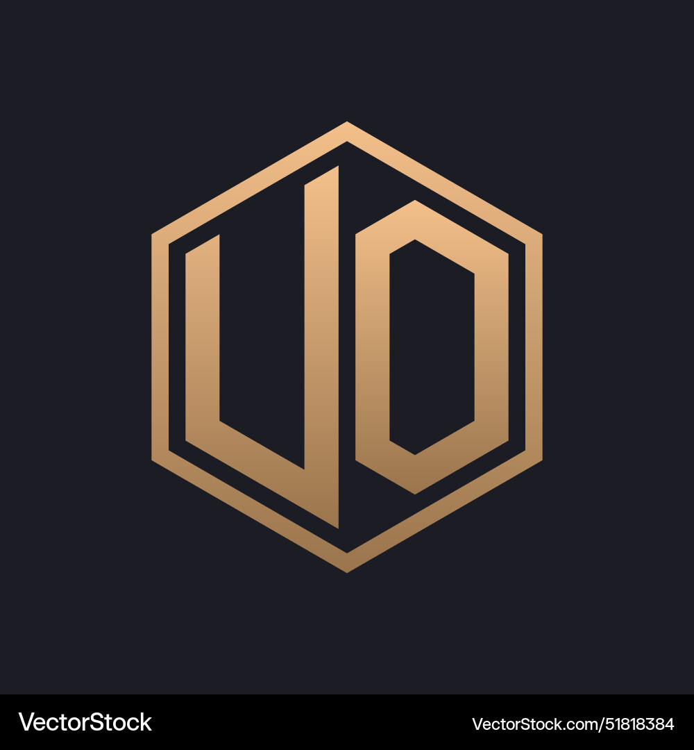 Elegant hexagon letter uo logo design initial Vector Image