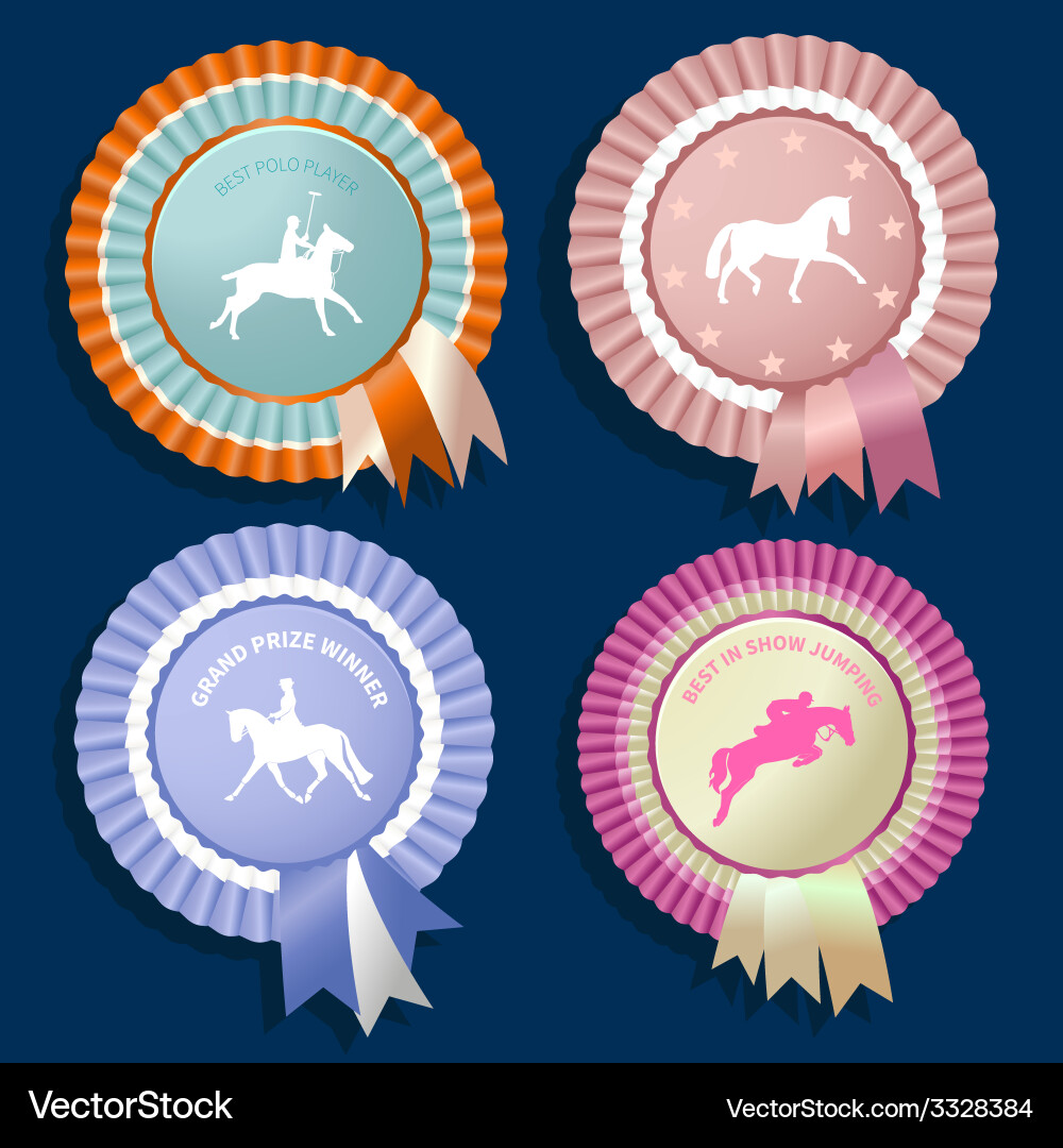 Equine Rosette Collection Royalty Free Vector Image
