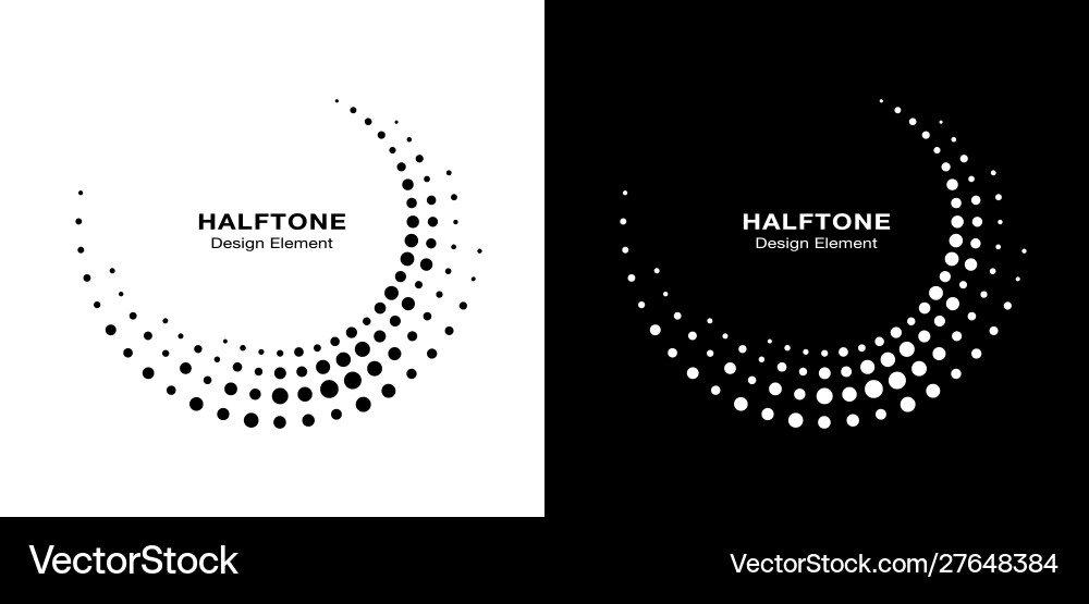 Halftone circle dots frame logo Royalty Free Vector Image