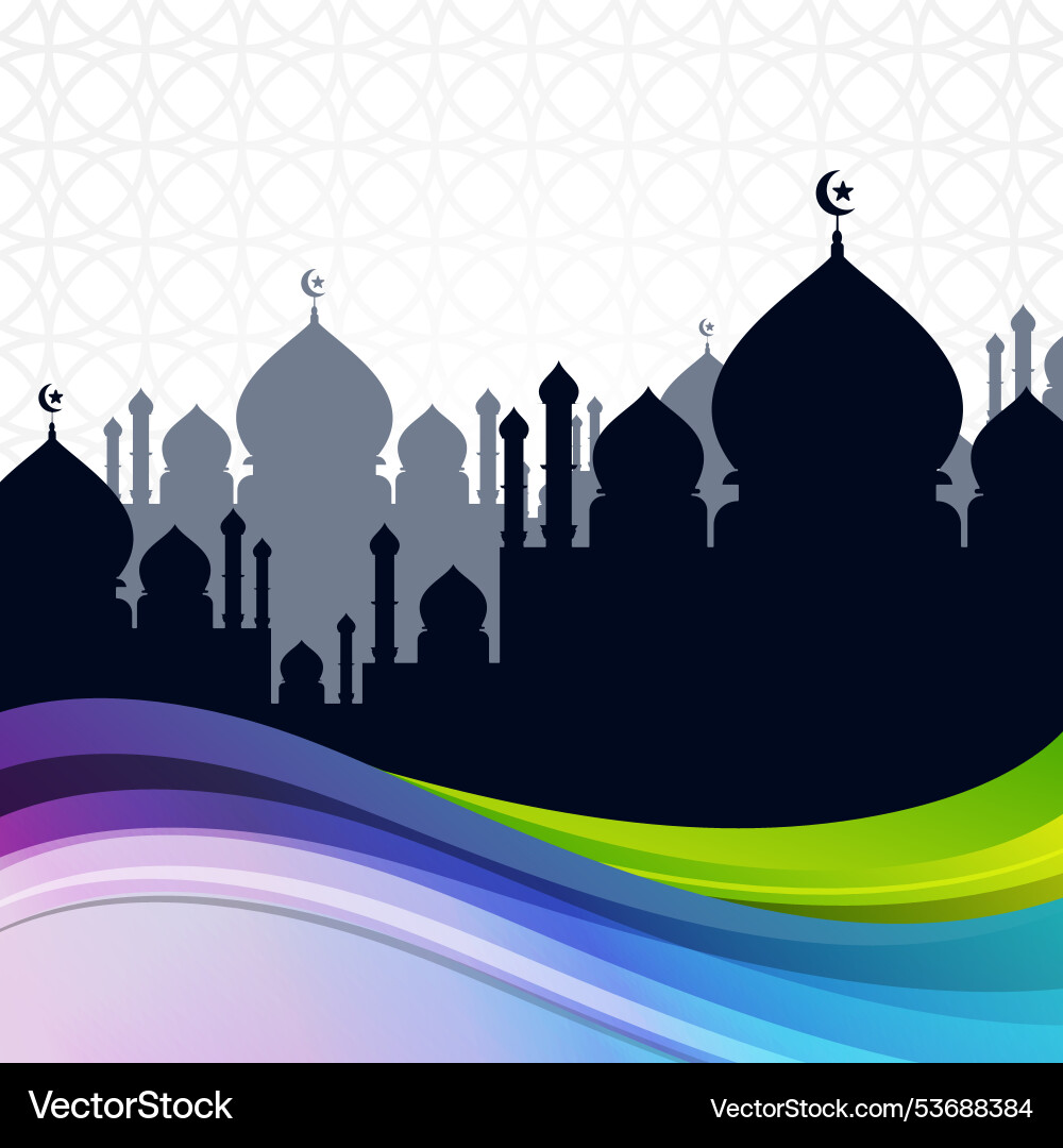 Islamic celebration background design with mosque Vector Image