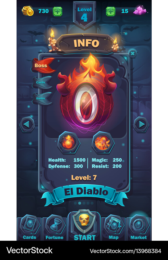 Monster Battle Game UI Royalty Free Vector Image