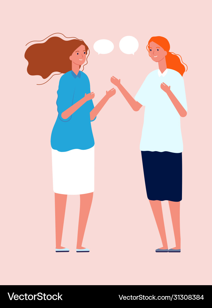 Women talking girlfriends meeting cute flat Vector Image