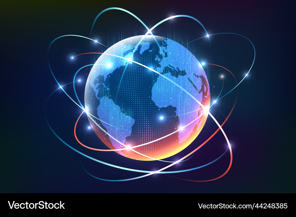 3d globe map with global social network Royalty Free Vector