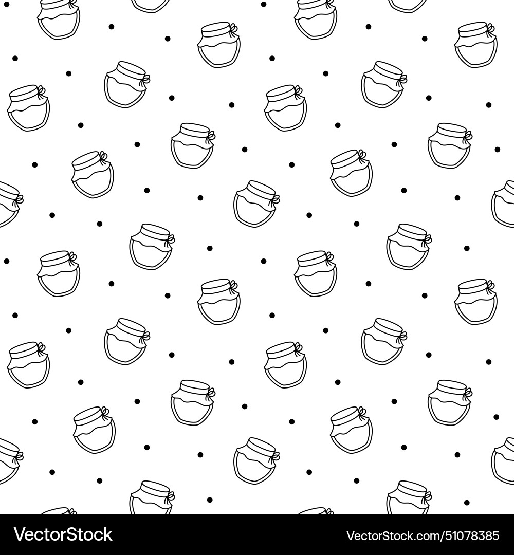 A pot of honey seamless pattern coloring page Vector Image