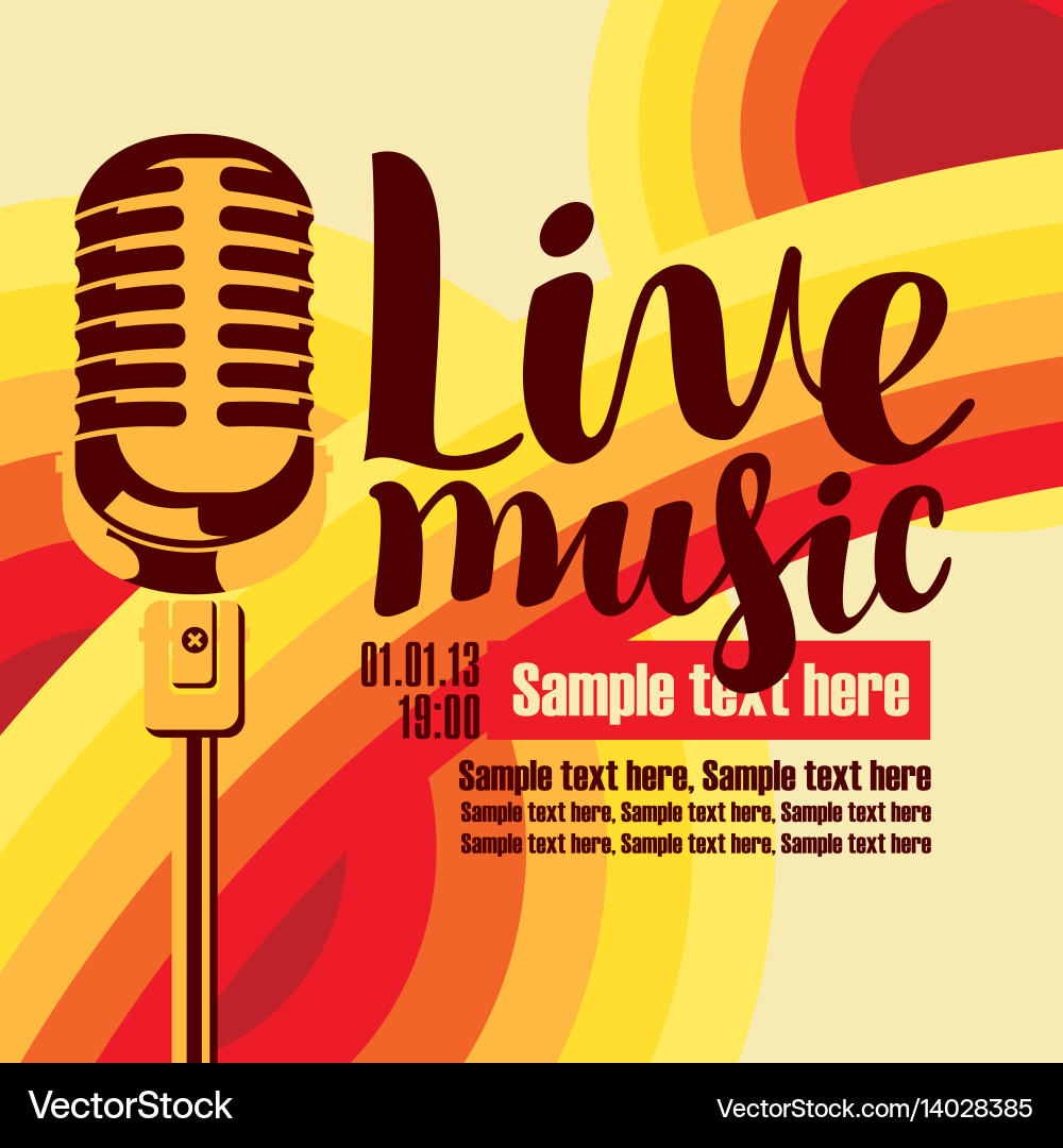 Banner for concert live music with microphone Vector Image